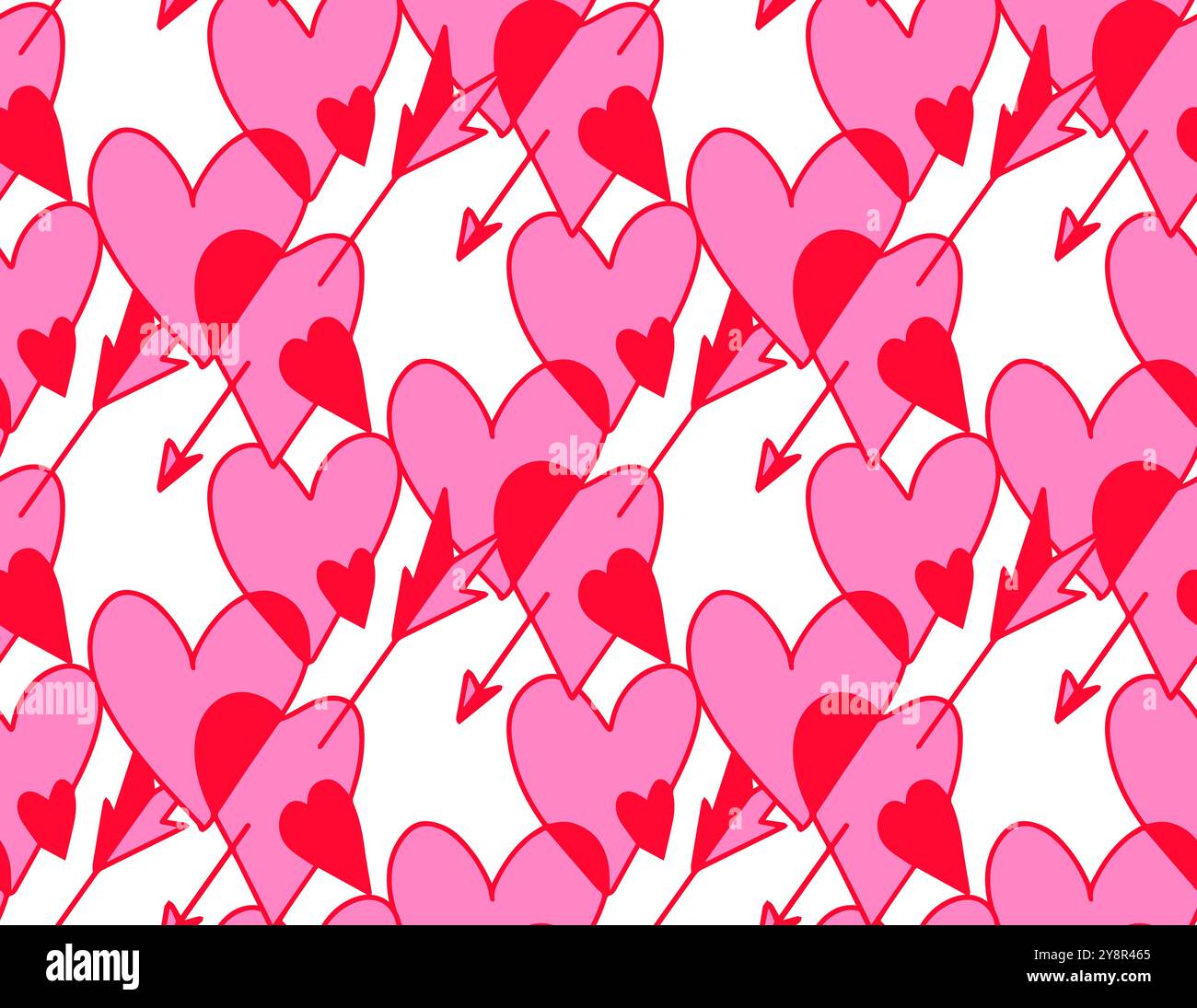 cute pattern of pink heart overlay in coquette style Stock Vector Image ...