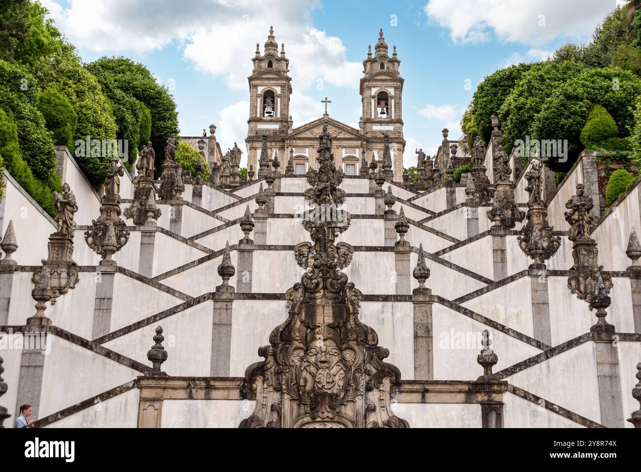Famous scenic baroque stairway to pilgrim basilica Bom Jesus do Monte ...