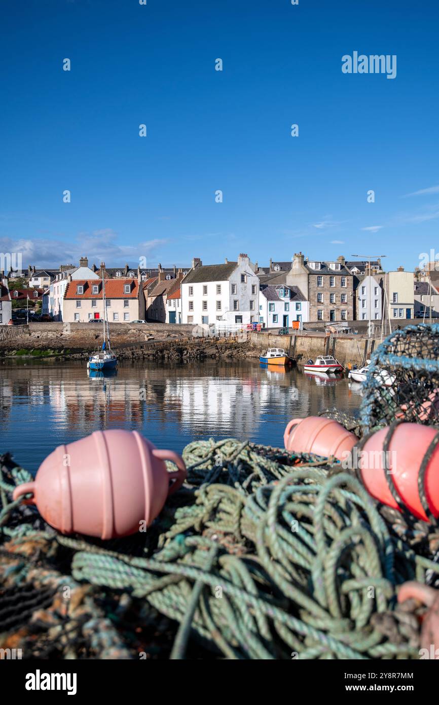 Scenic view of Pittenweem harbour in the East Neuk of Fife, Scotland ...
