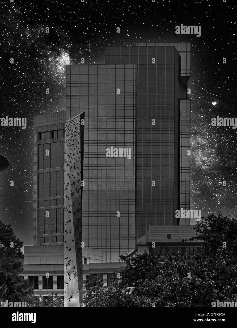 Building in night background Black and White Stock Photos & Images - Alamy