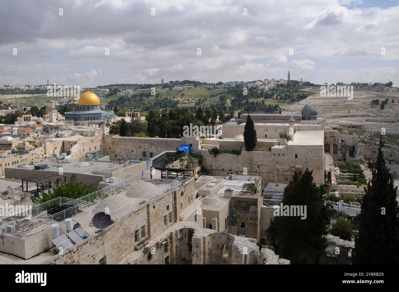 View of Jerusalem and the Al-Aqsa Mosque and the golden Dome of the ...
