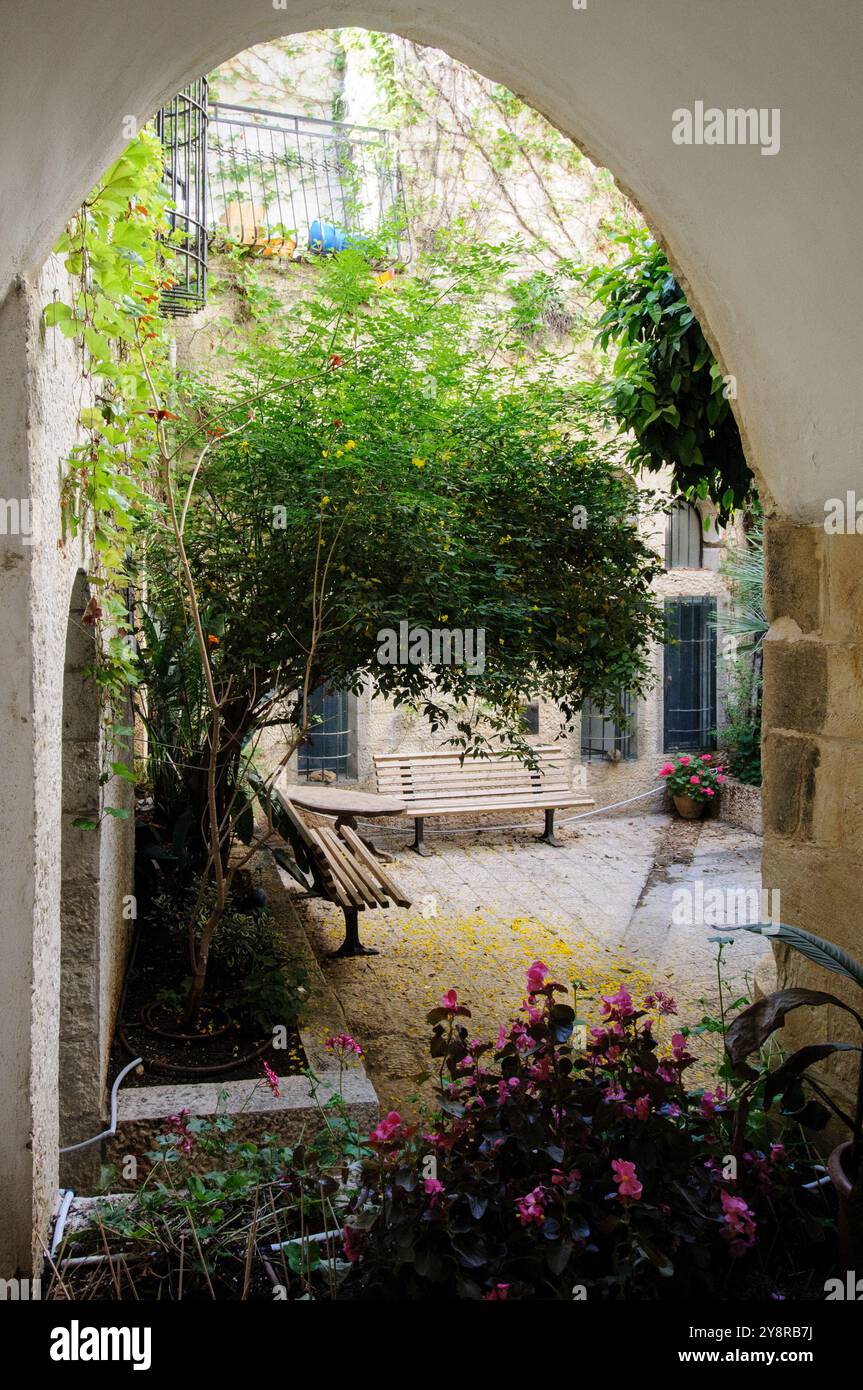 Interior courtyard of a residential complex in the Jewish Quarter of ...