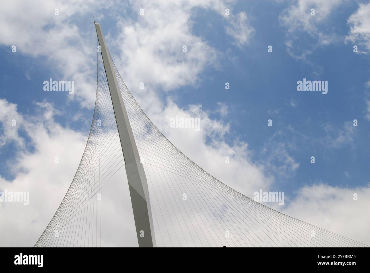 The white Bridge of Strings or Chord Bridge, a modern suspension bridge ...