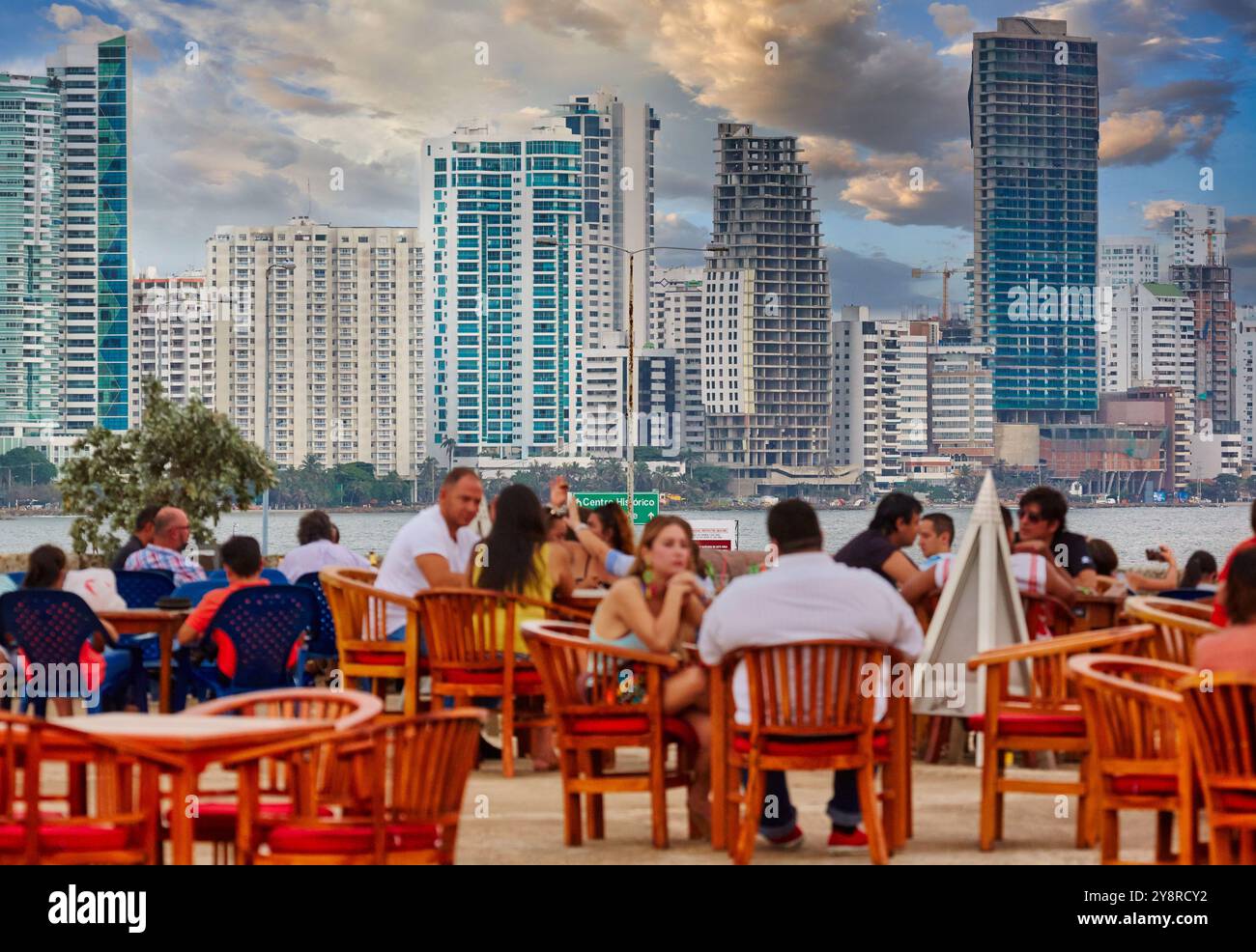 Baluarte de Santo Domingo, Bocagrande background, Cartagena de Indias ...