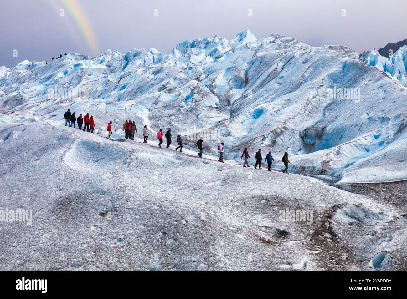 Mini trekking. Walk on the glacier with crampons. Perito Moreno glacier ...