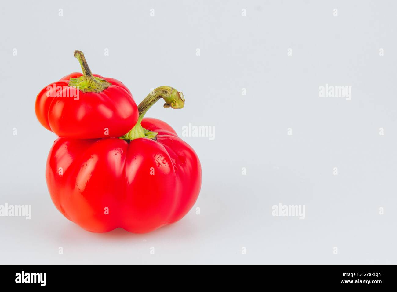Colorful small red peppers on a white background. Sweet pepper Mini ...