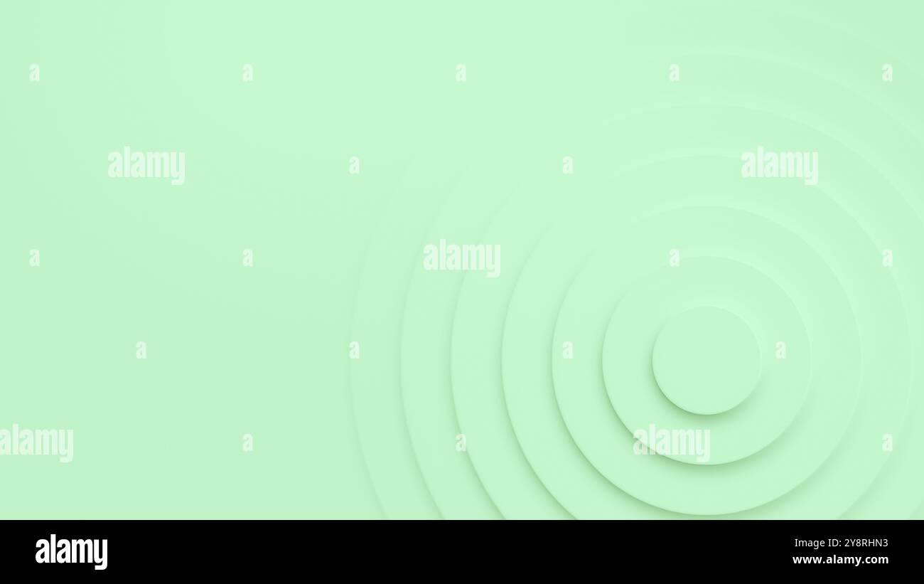 Abstract background of layered light green circles with shadow & light ...