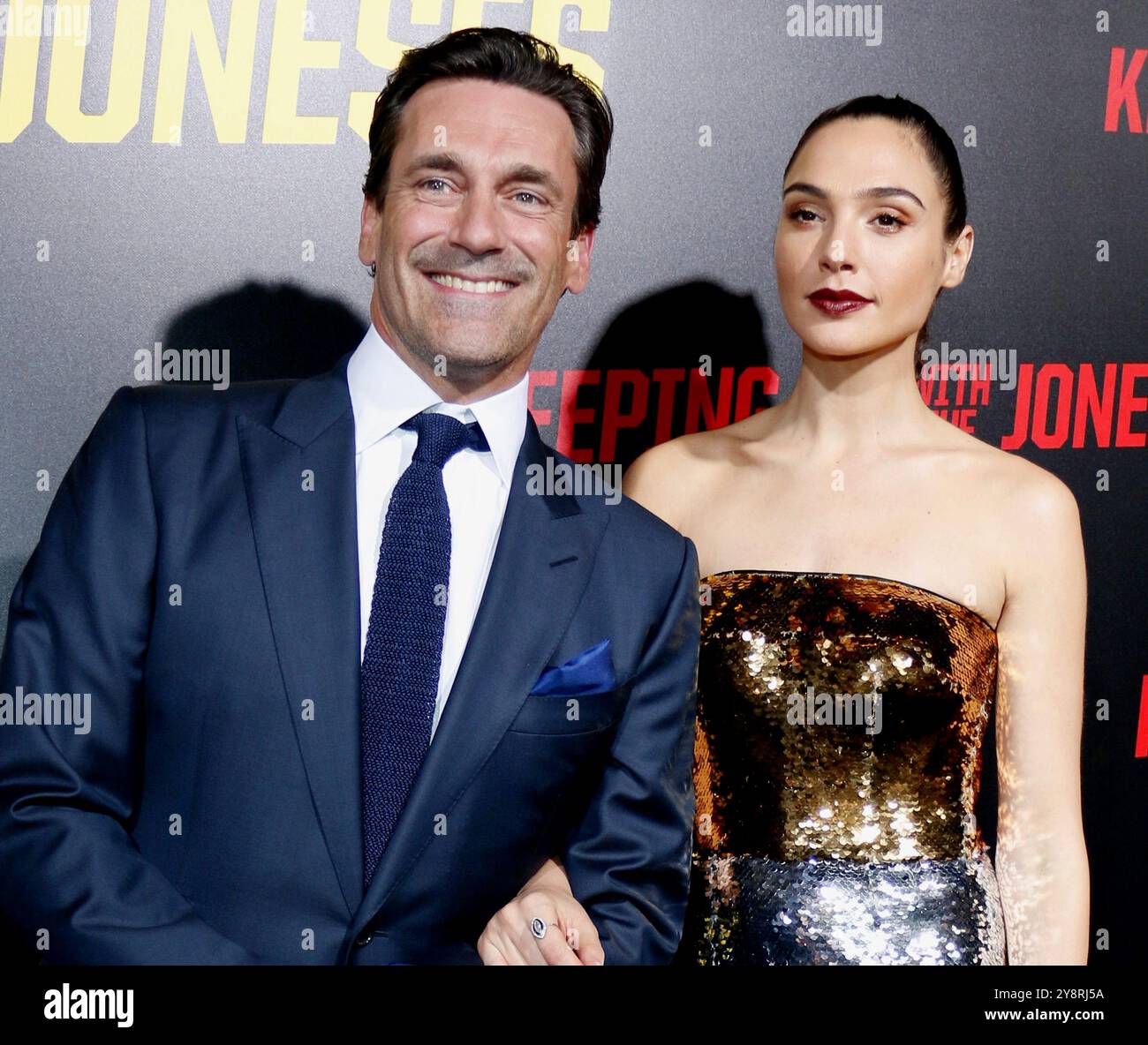 Jon Hamm and Gal Gadot at the Los Angeles premiere of 'Keeping Up With ...