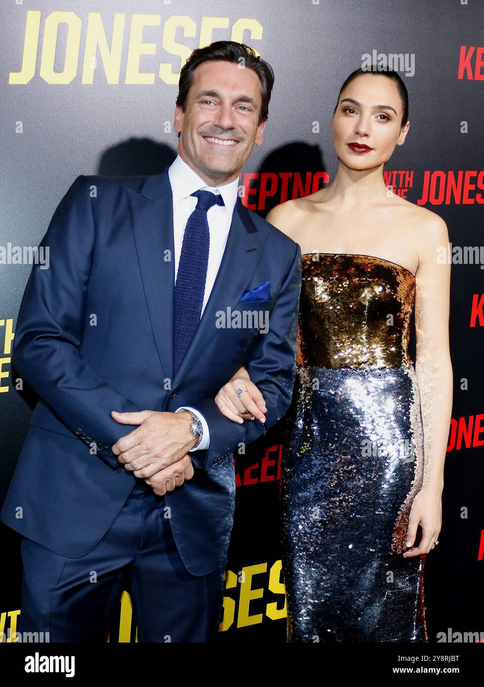 Jon Hamm and Gal Gadot at the Los Angeles premiere of 'Keeping Up With ...