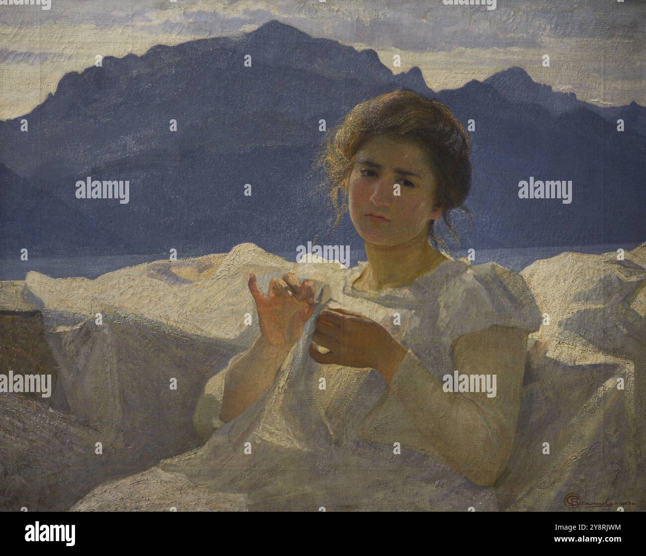 Giovanni Sottocornola (1855-1917). Italian painter. Portrait of Anita ...