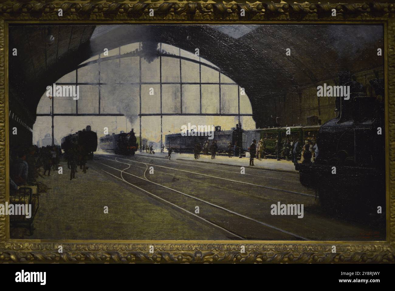 Angelo Morbelli (1853-1919). Italian painter. Milan Central Station in ...