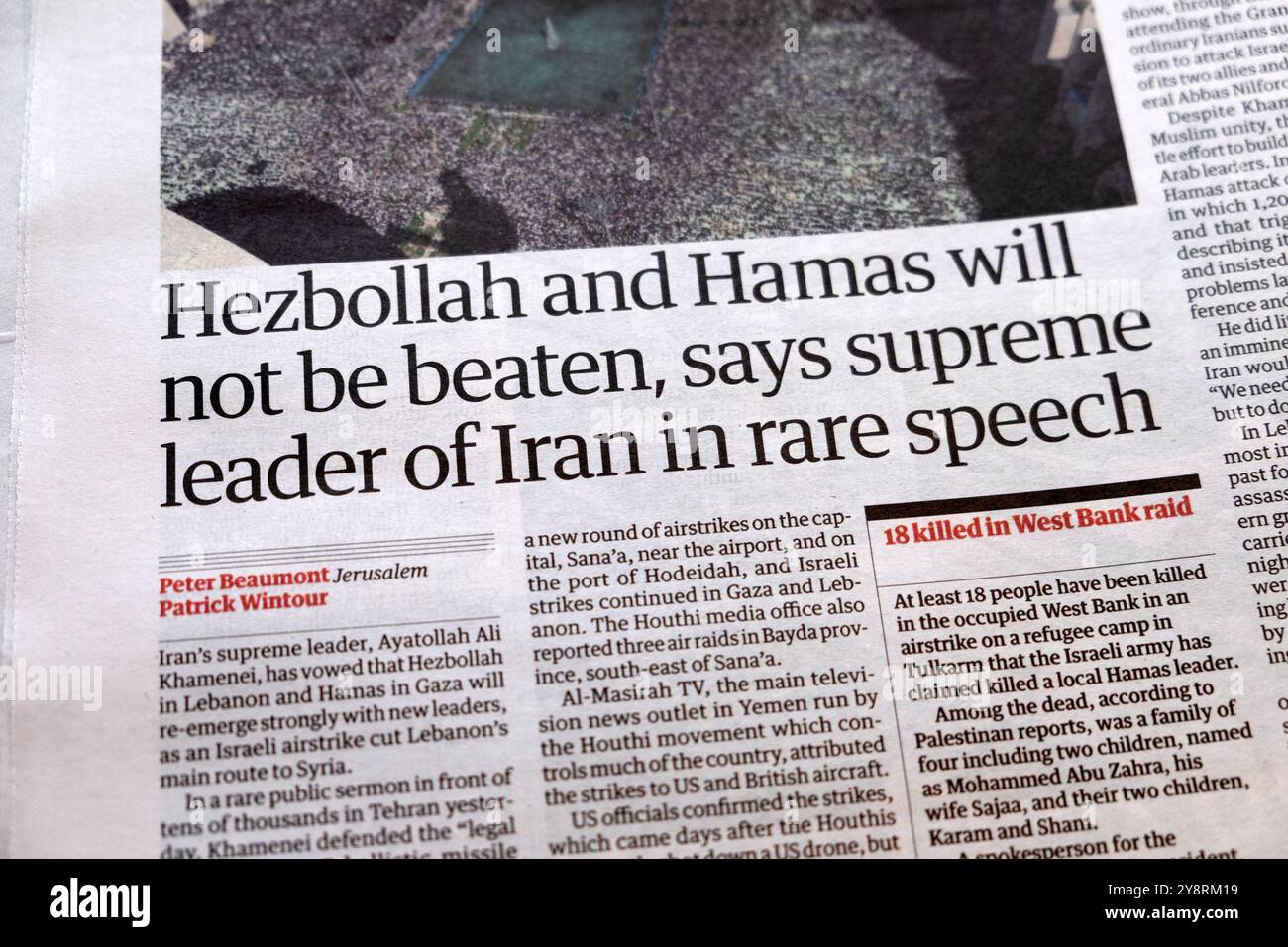 'Hezbollah and Hamas will not be beaten, says supreme leader of Iran in ...