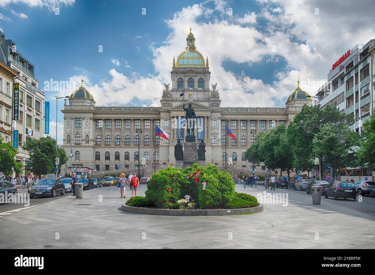PRAGUE - MAY 12, 2024: Tourists walking in Wenceslas Square in Prague ...