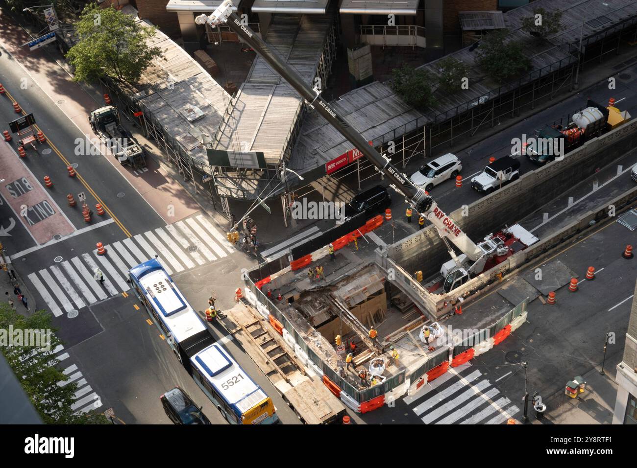 Construction site on pedestrian crosswalk on Park Avenue at E. 34th St ...