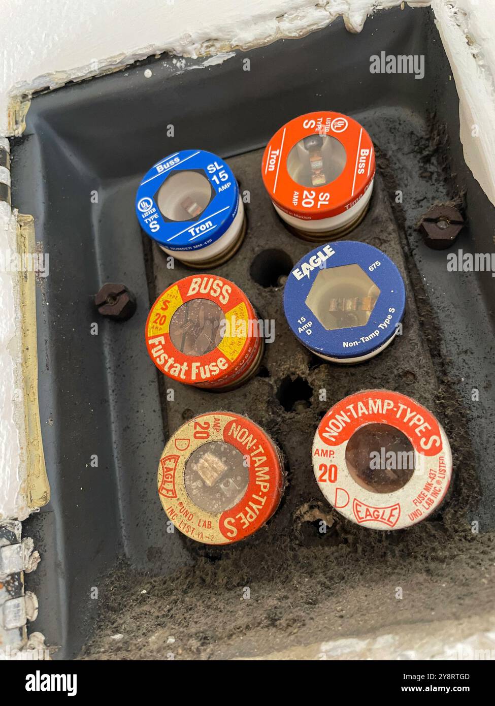 Still Life of Vintage Glass Fuse Box Stock Photo - Alamy