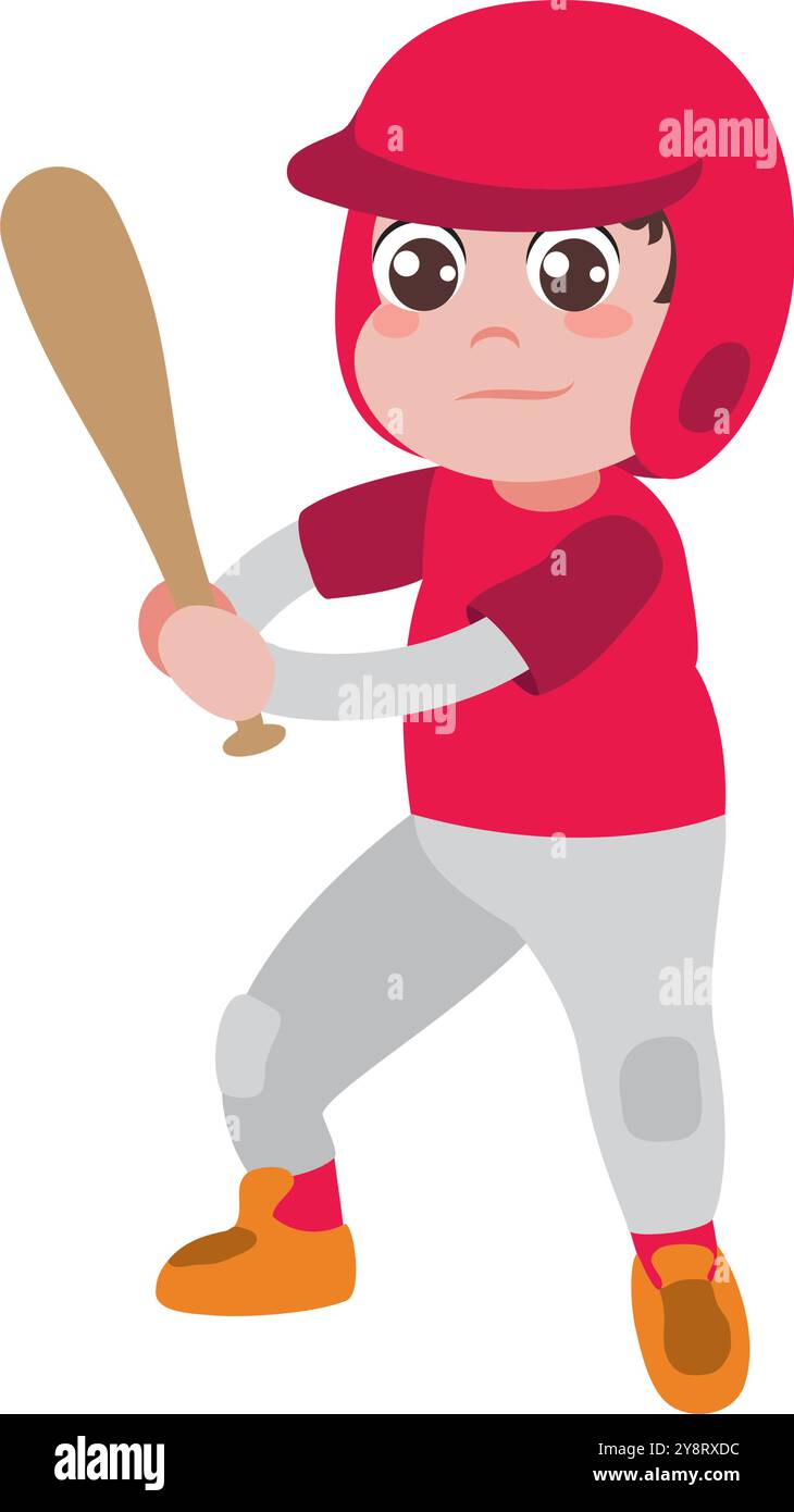 Cute Boy Practicing Baseball Stock Vector Image Art Alamy