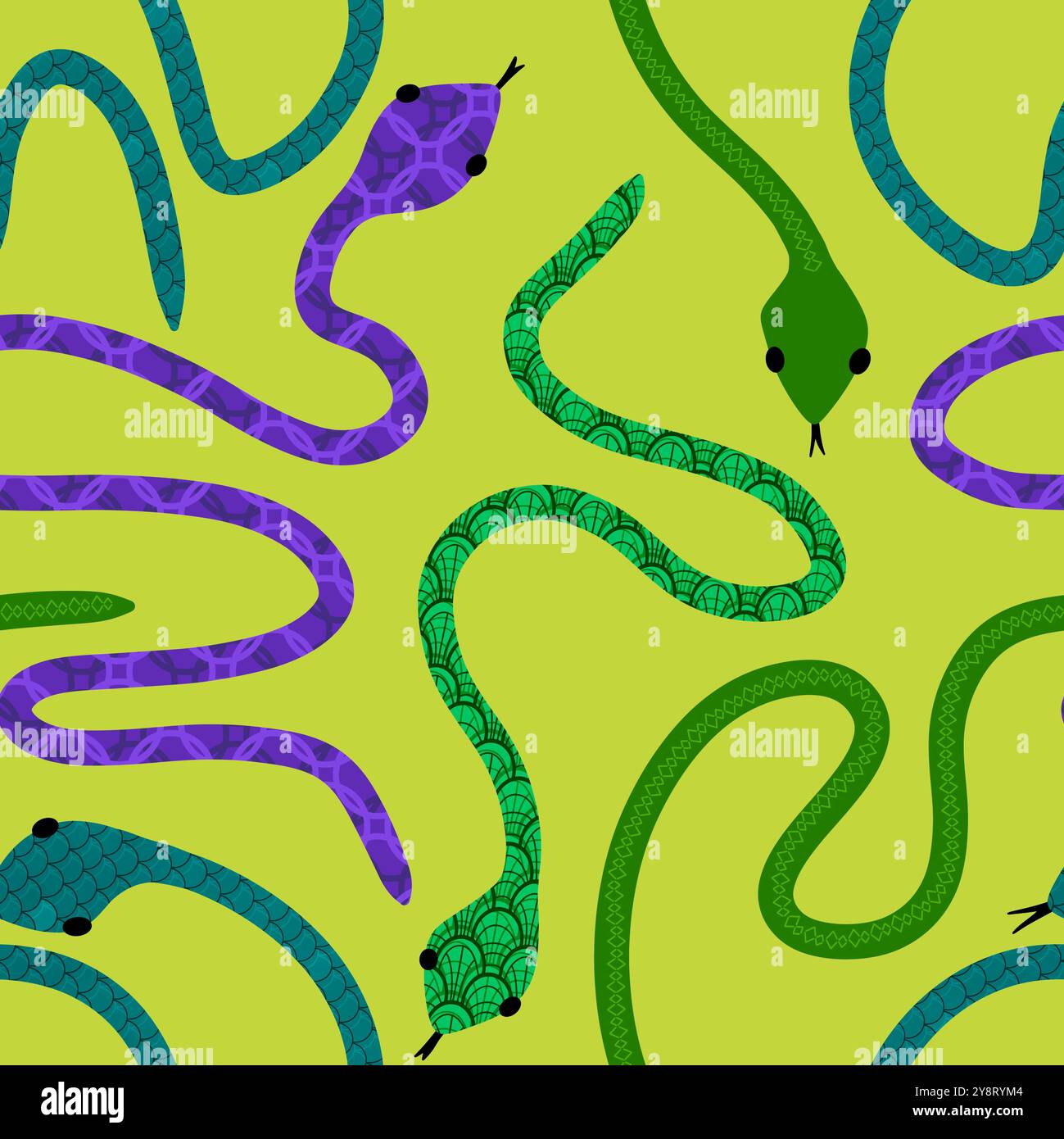 Summer cartoon animals seamless snake pattern for wrapping paper and ...