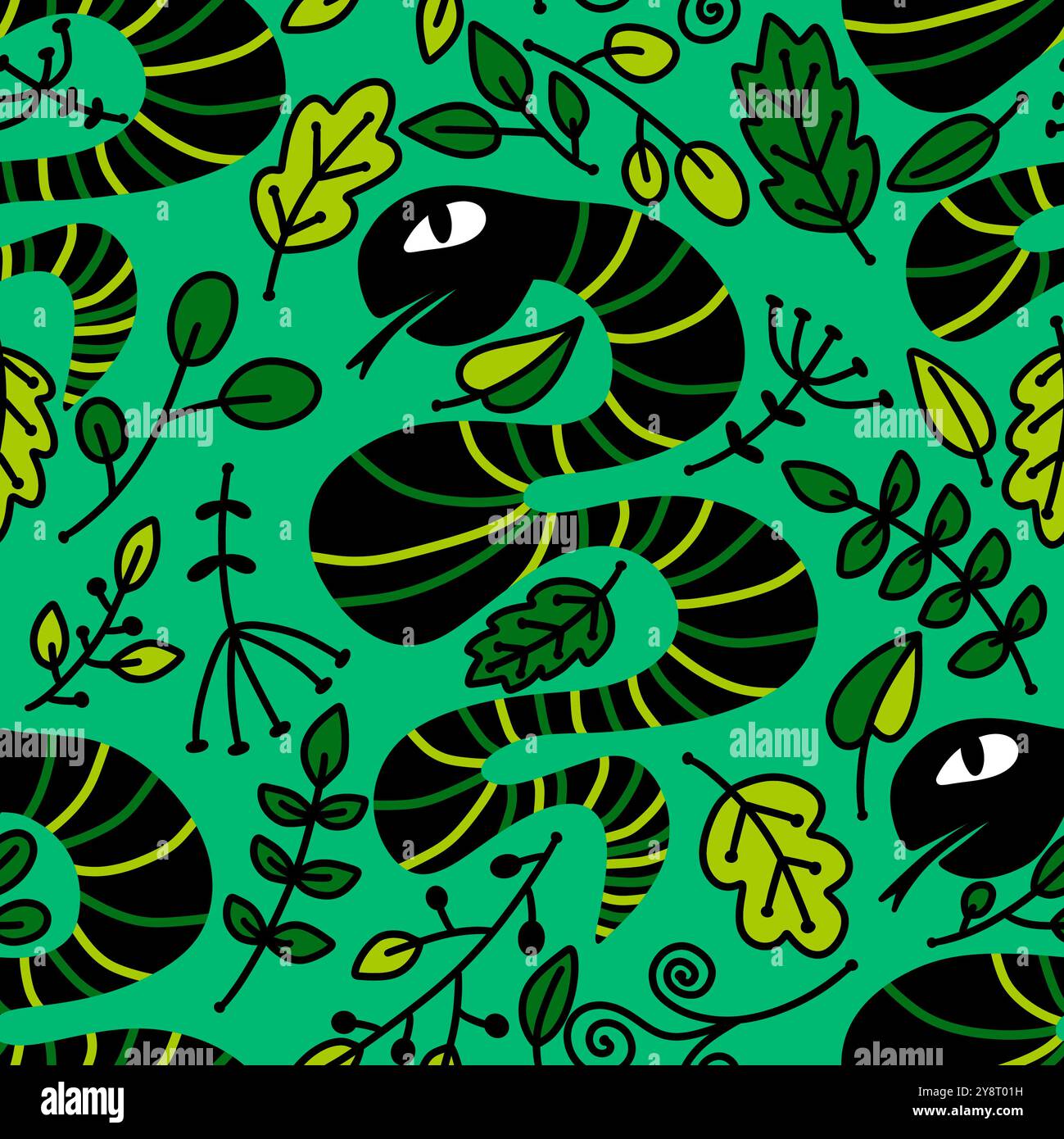 Summer cartoon animals seamless snake pattern for wrapping paper and ...