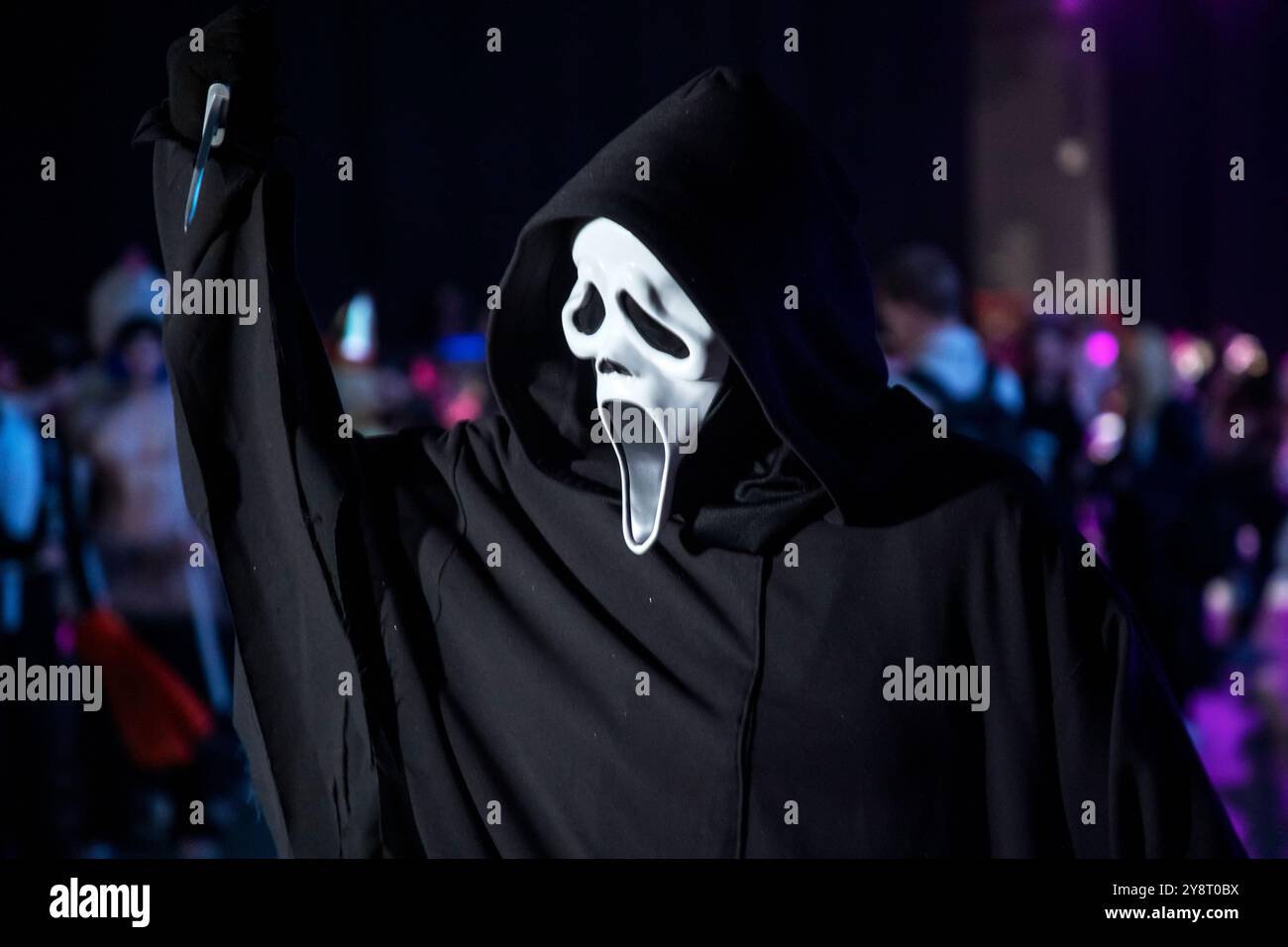 Moscow, Russia. 5th of October, 2024. A man wearing a mask from the ...