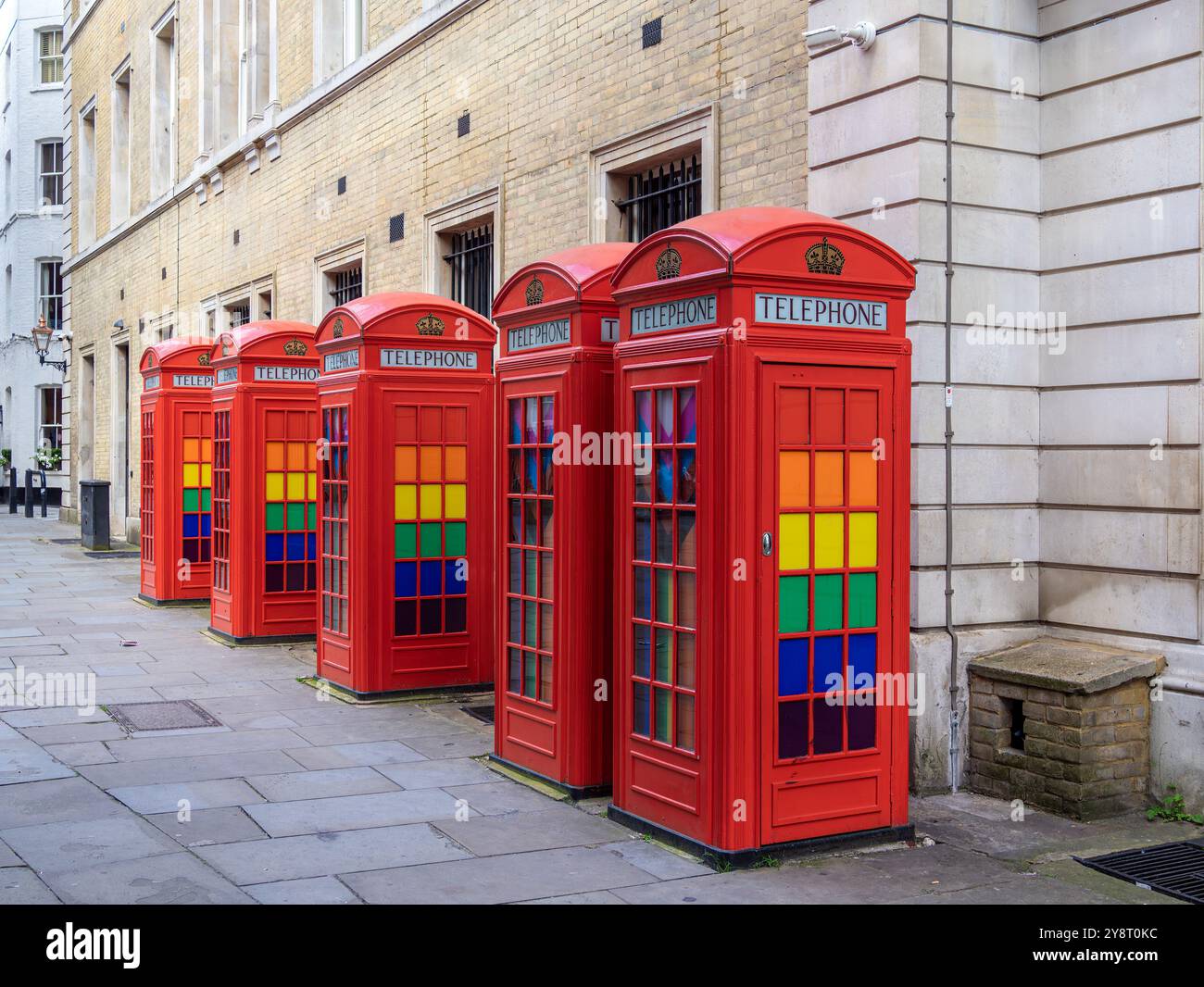 London, United Kingdom - June 25, 2024: A row of traditional red ...