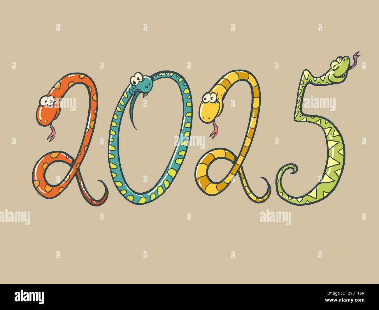 Coming New Year and Christmas 2025. Numbers 2025 from snakes in honor of the year of the snake ...