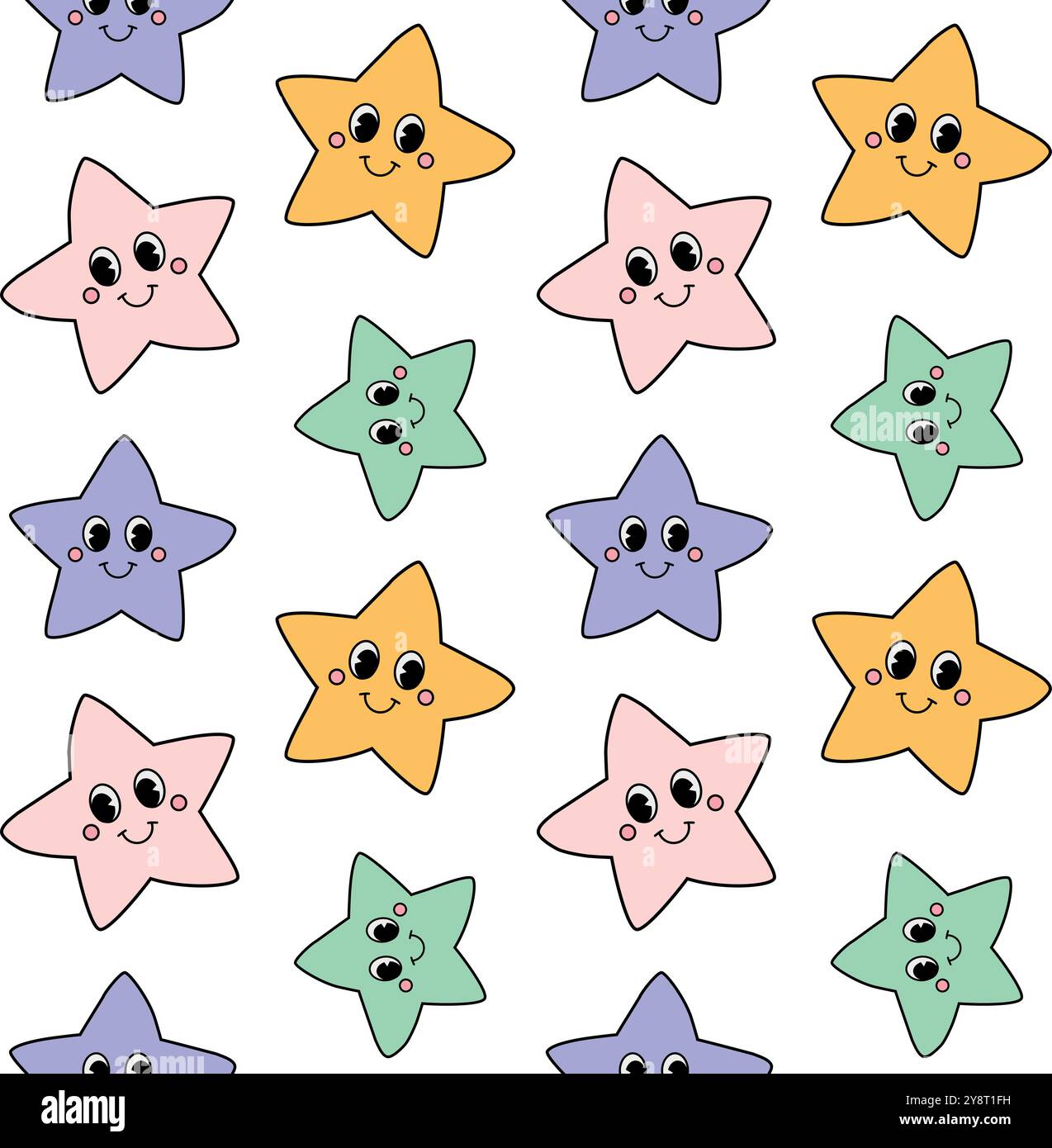 Vector seamless pattern of groovy cartoon star Stock Vector Image & Art ...