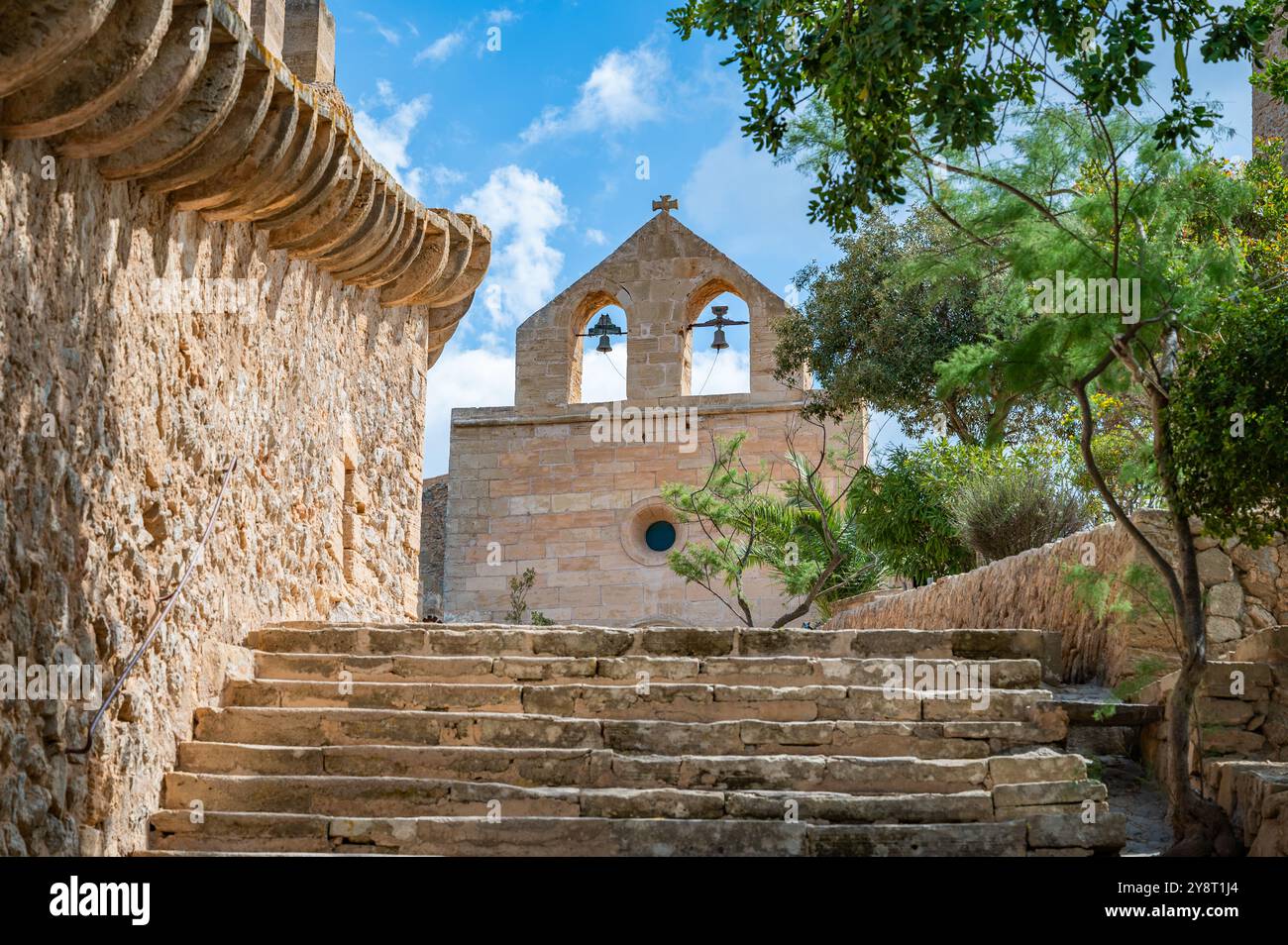 Castell de Capdepera clock tower, Mallorca during great weather ...