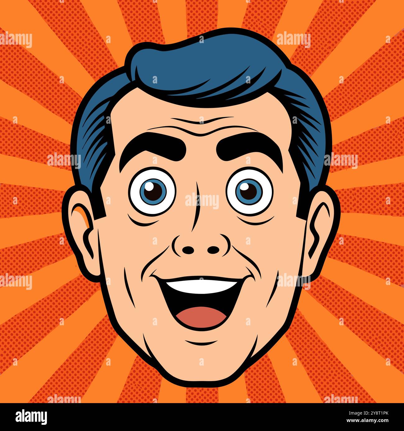 Face of an admiring or surprised young man. Retro pop art comic style ...