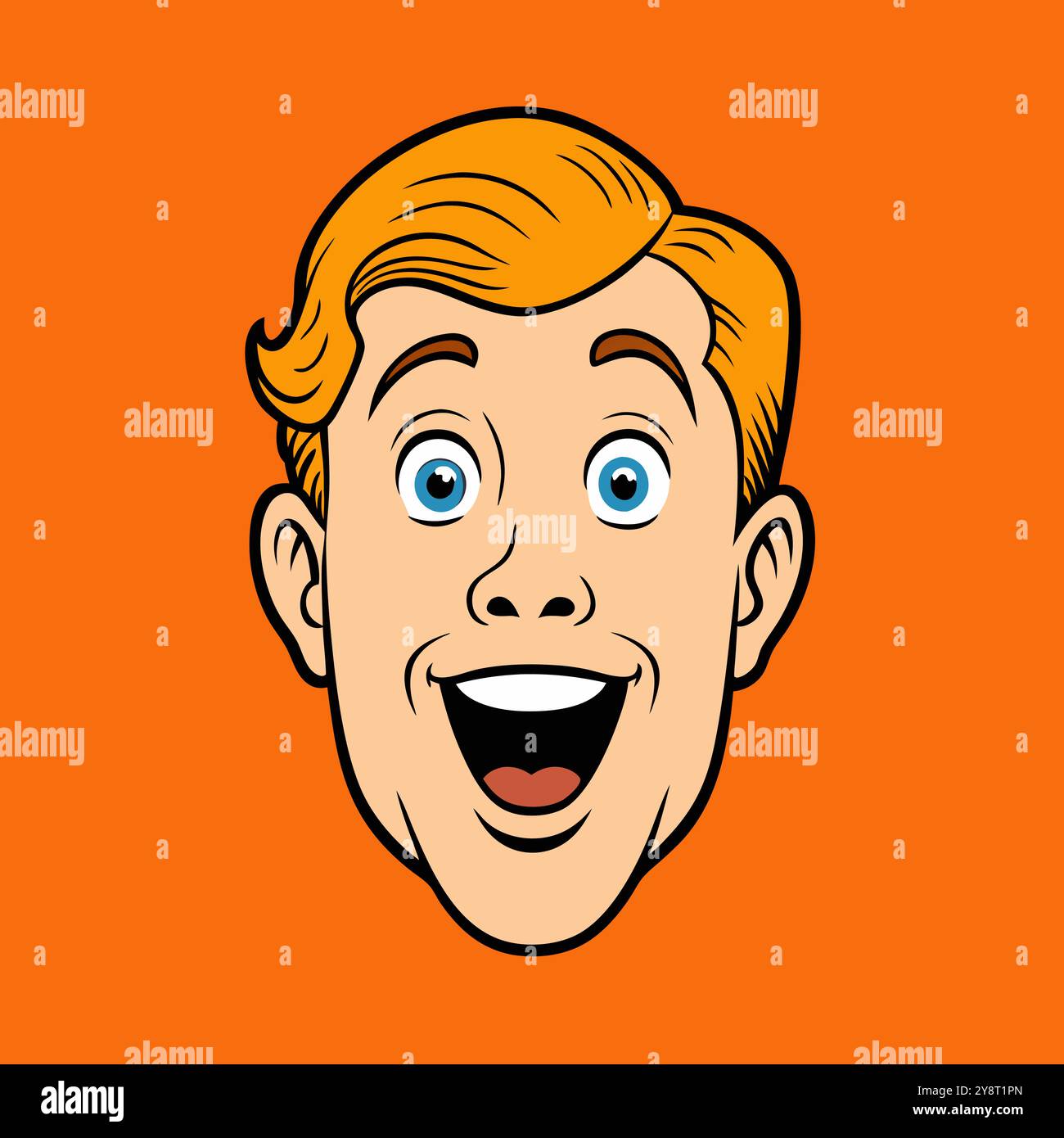 Face of an admiring or surprised young man. Retro pop art comic style ...