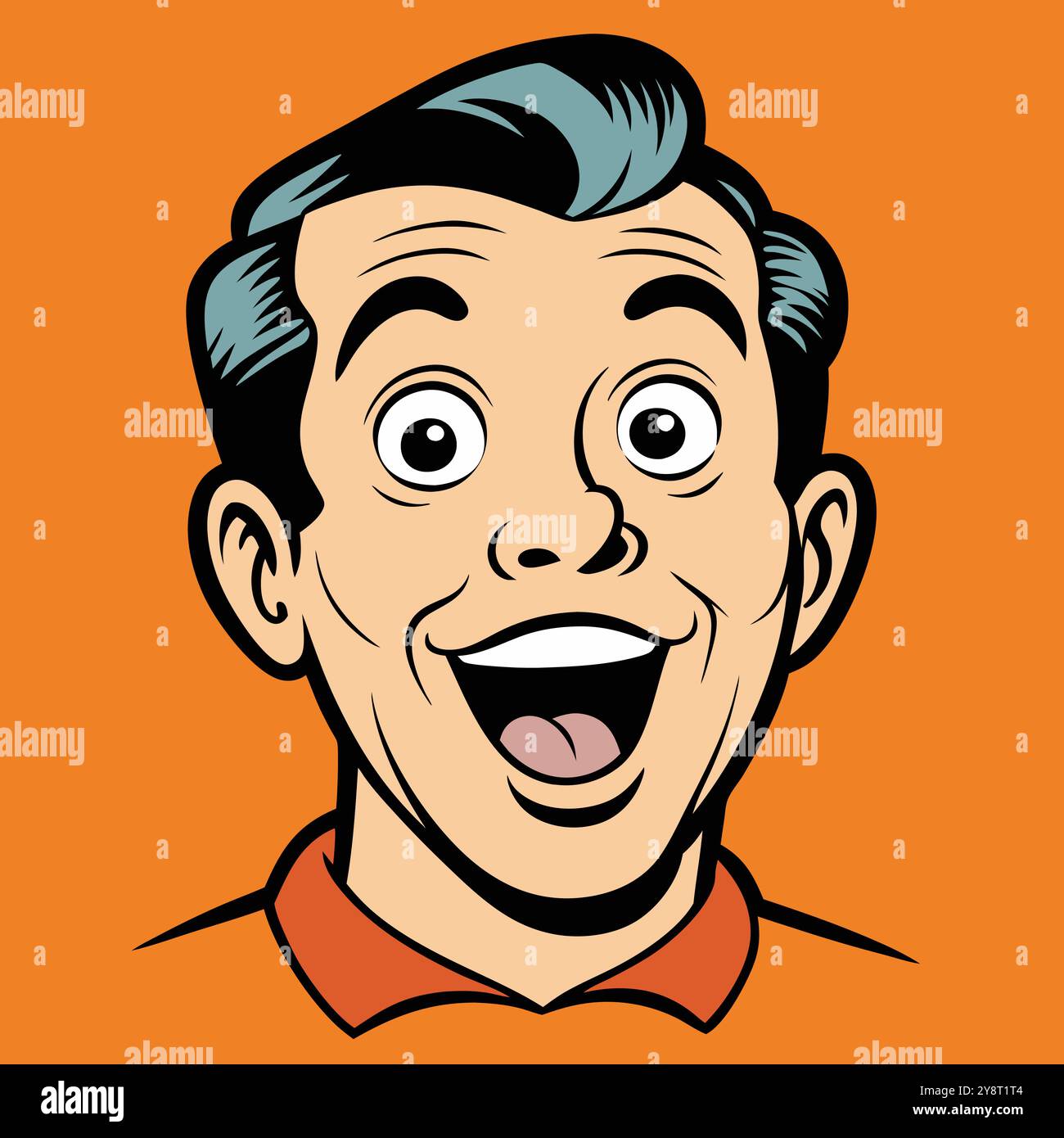 Face of an admiring or surprised young man. Retro pop art comic style ...