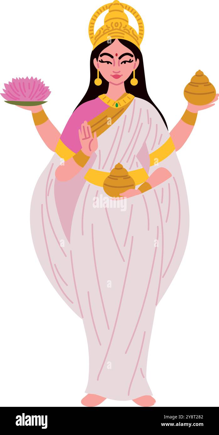 hindu goddess yamuna giving blessings Stock Vector Image & Art - Alamy