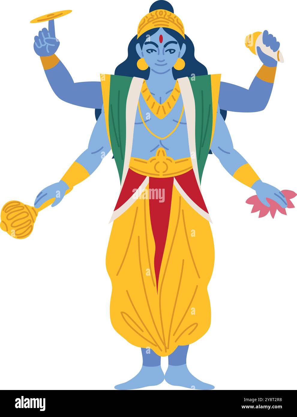 lord vishnu standing on lotus giving blessing Stock Vector Image & Art ...