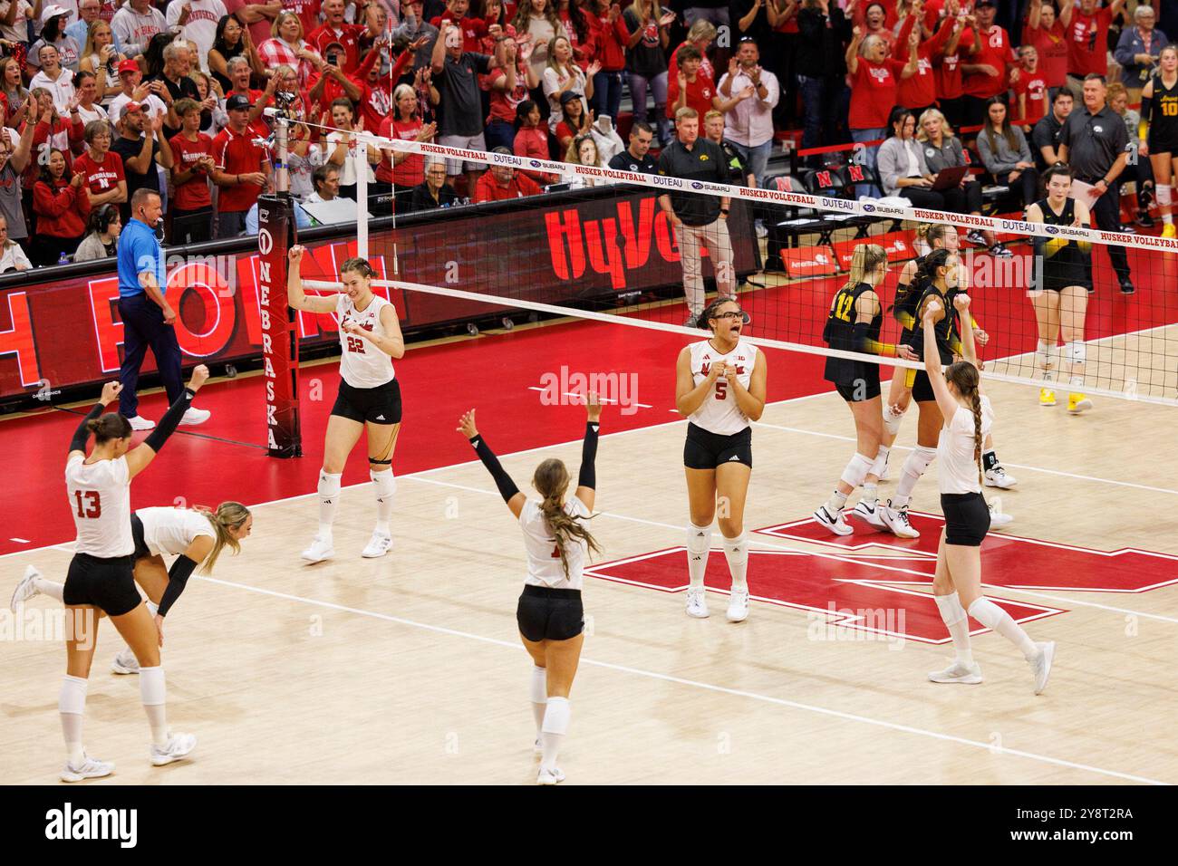 Nebraska's Rebekah Allick (5) celebrates with her teammates after ...