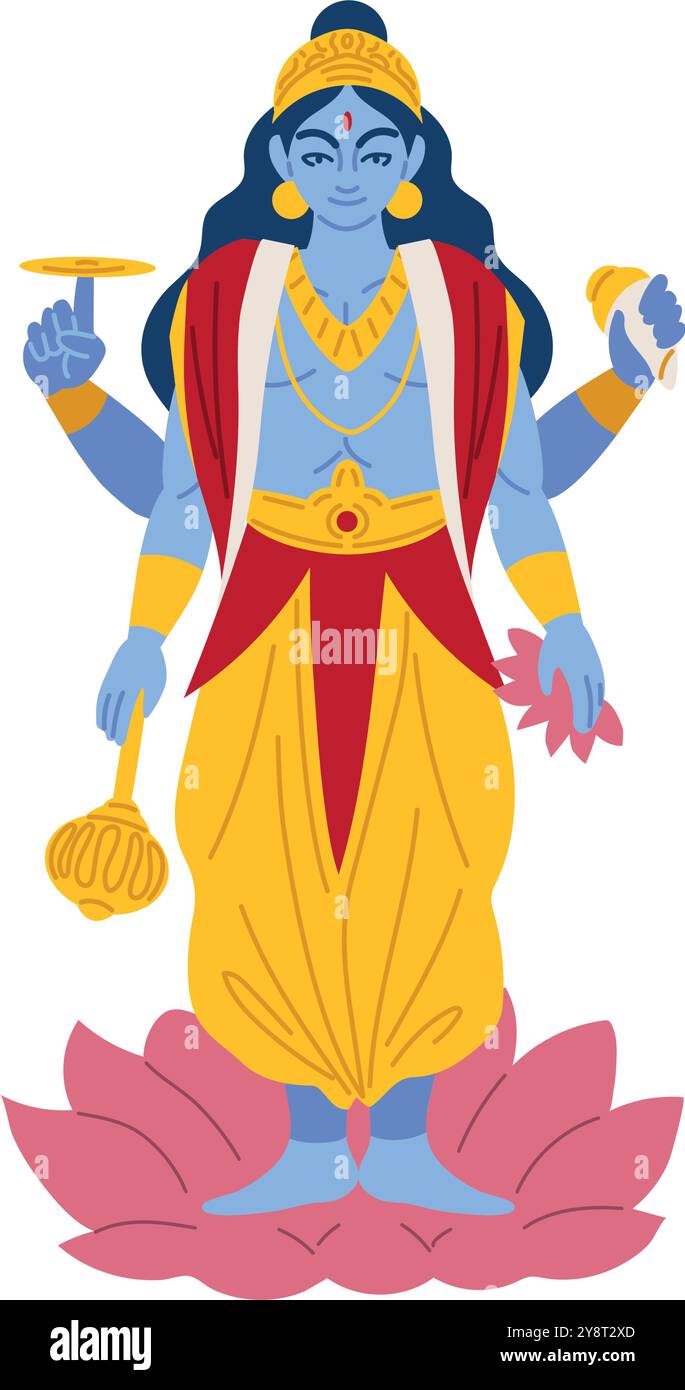 prosperity god vishnu on lotus flower Stock Vector Image & Art - Alamy