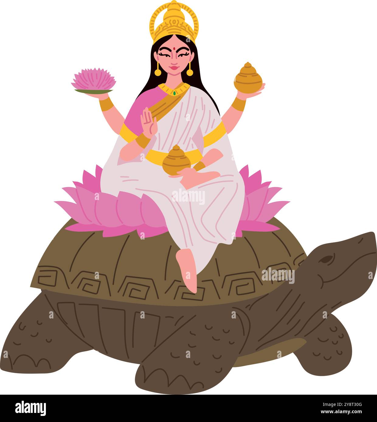 yamuna goddess of river on turtle Stock Vector Image & Art - Alamy
