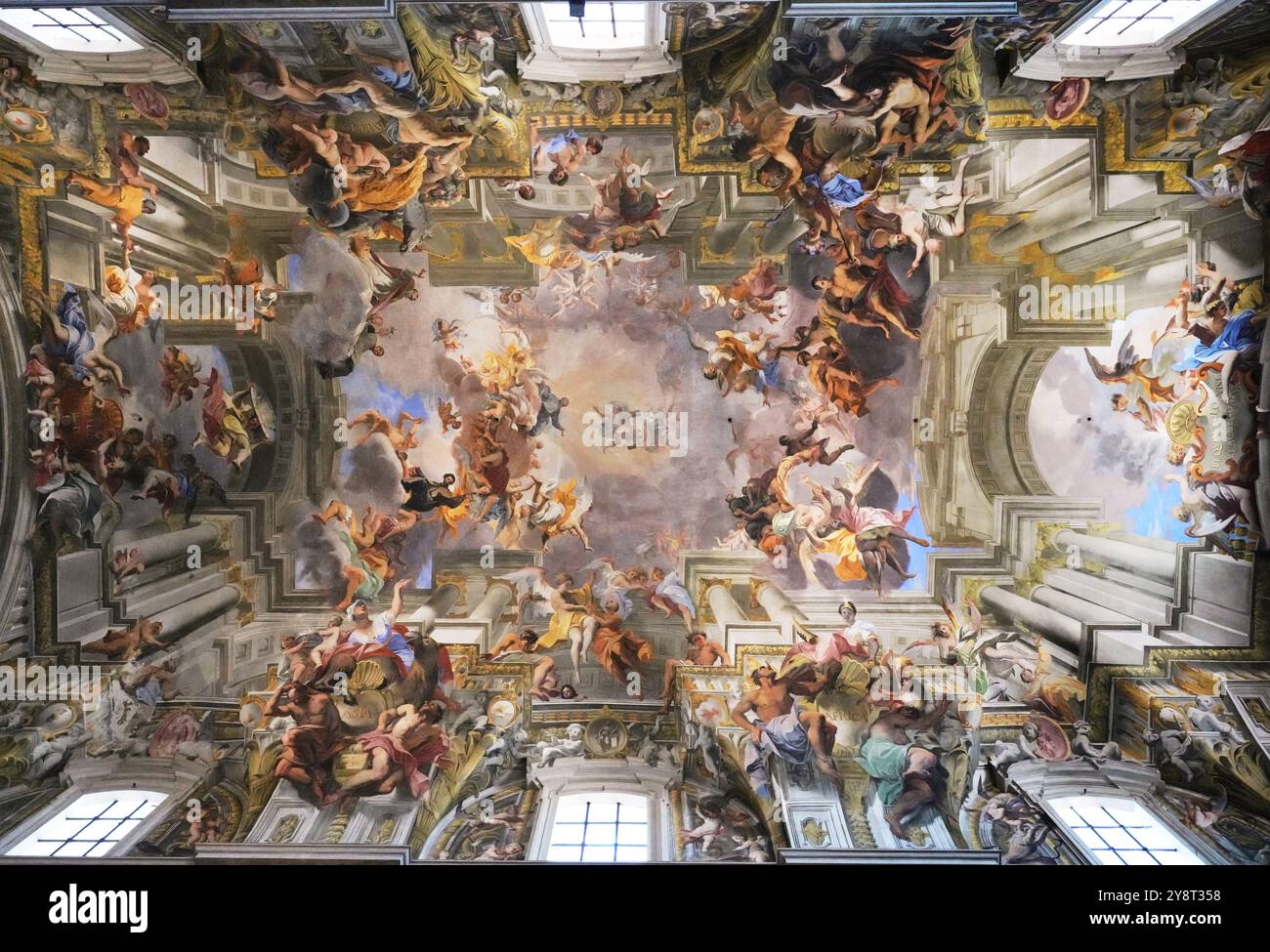 Fresco in the Church of St. Ignatius, Rome, Italy. Painted by Andrea ...