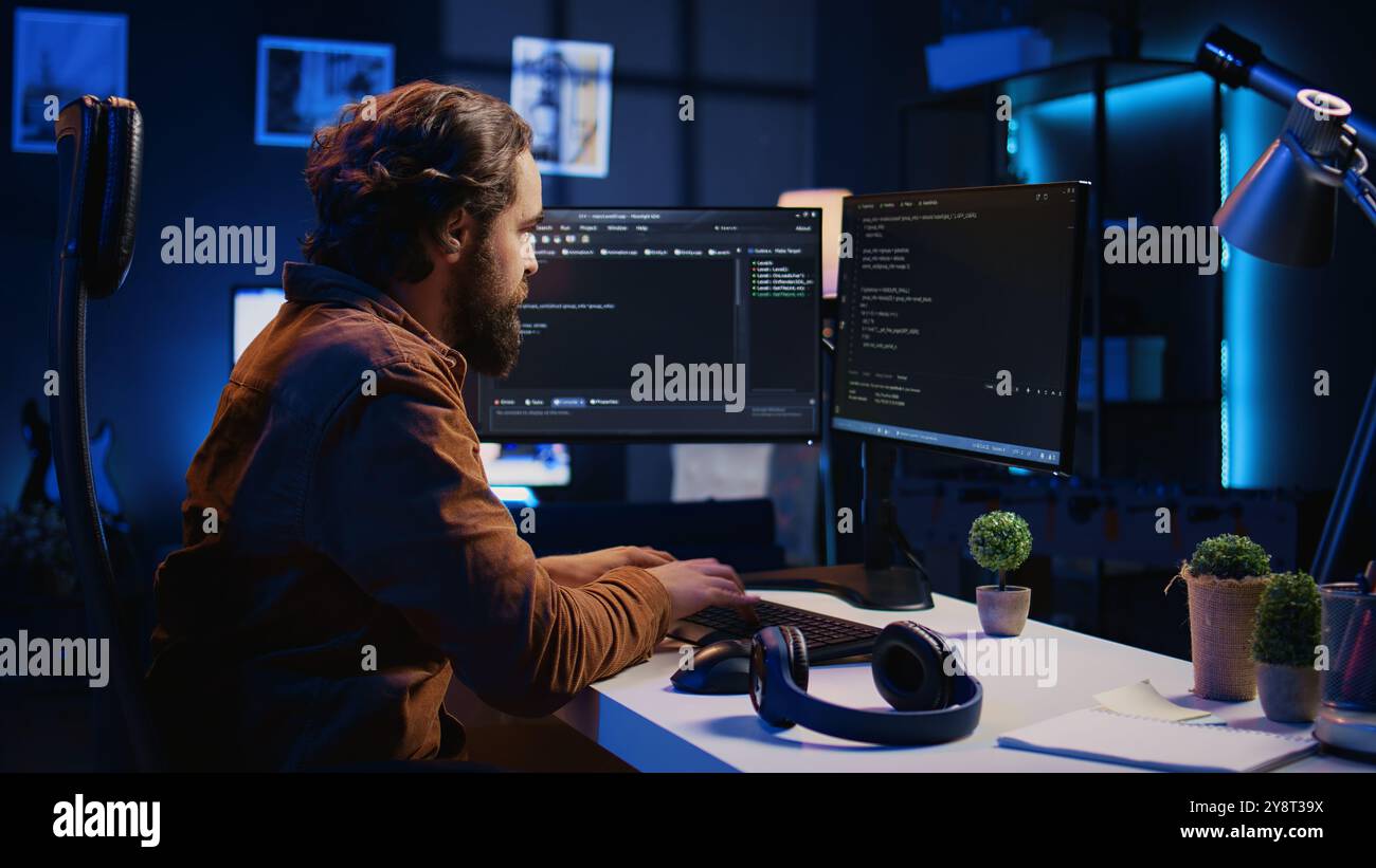 Software technician feeling relieved after removing all code bugs ...