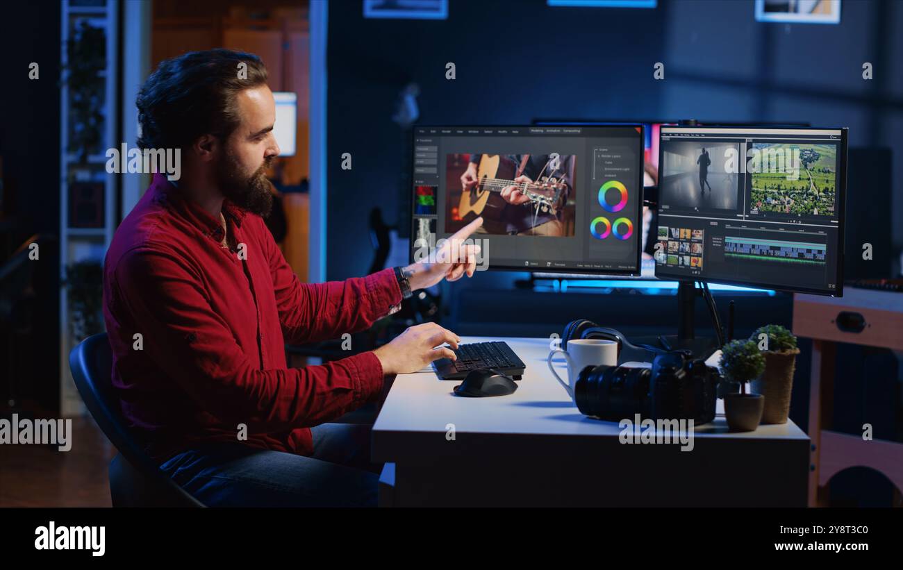 Videographer teaching internet viewers to create motion graphics ...