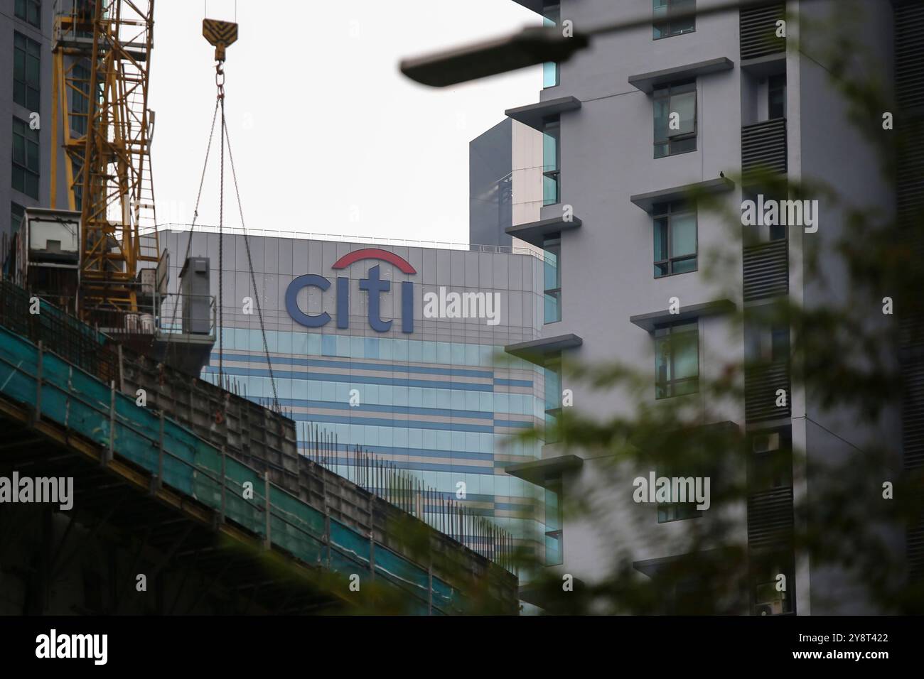 Citi bank tower seen behind the building construction in Kuala Lumpur ...