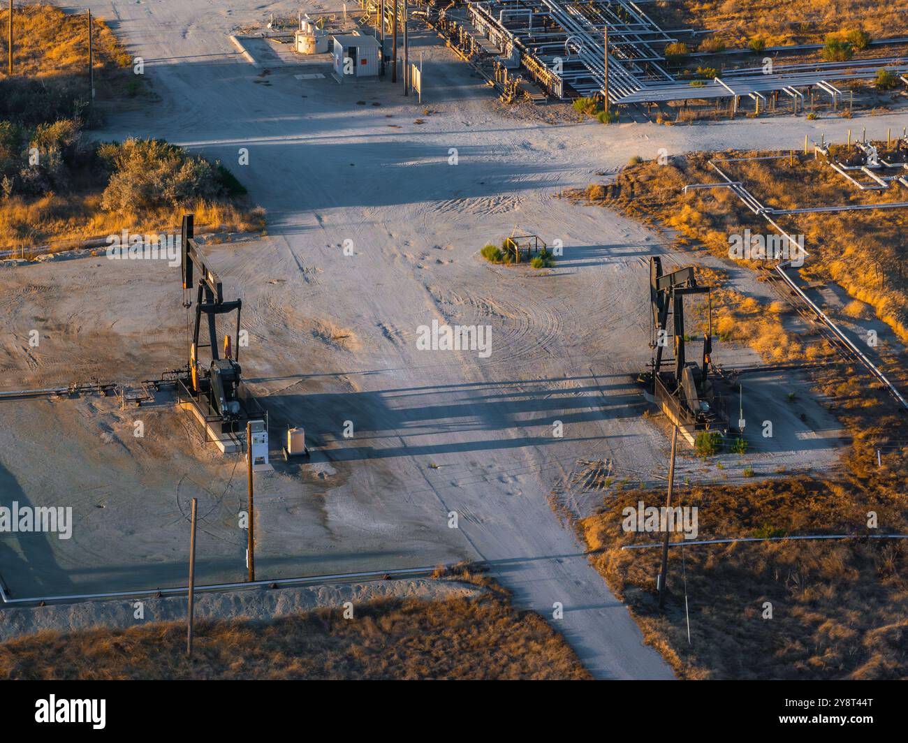 Aerial View of Oil Rigs in California Desert Landscape Stock Photo - Alamy