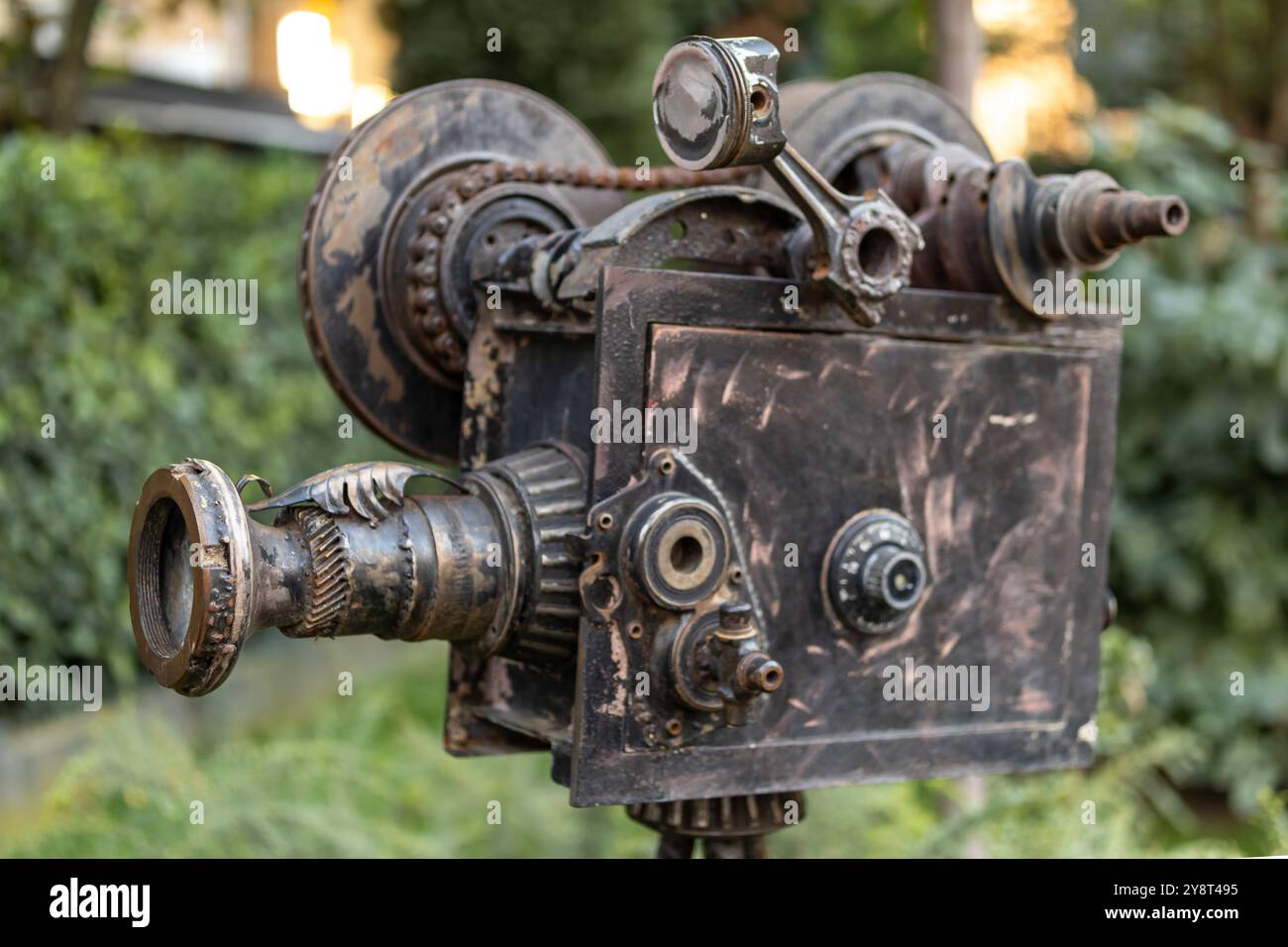 old video camera shape made of rusty metal parts Stock Photo - Alamy