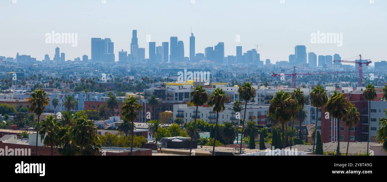 Panoramic View of Los Angeles Skyline with Downtown Skyscrapers Stock ...