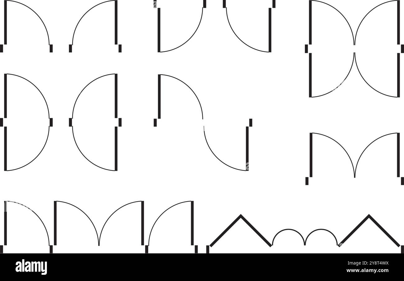 Set of door icons for floor plan. Entrance and exit signs for ...