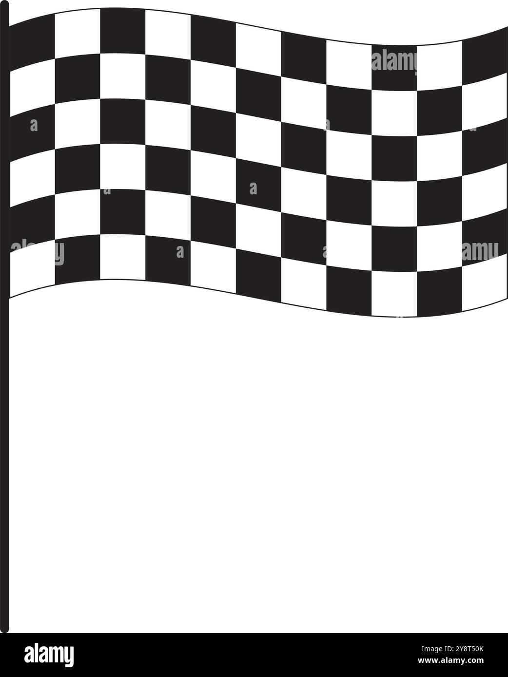 Wavy race flag with checkered pattern isolated on white background ...