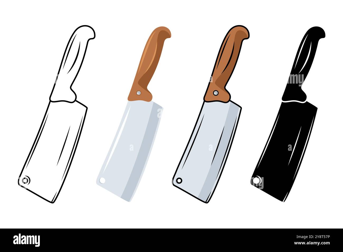 Vector Kitchen Knife Icon Set. Chef Knife with Sharp Blade, Kitchen ...