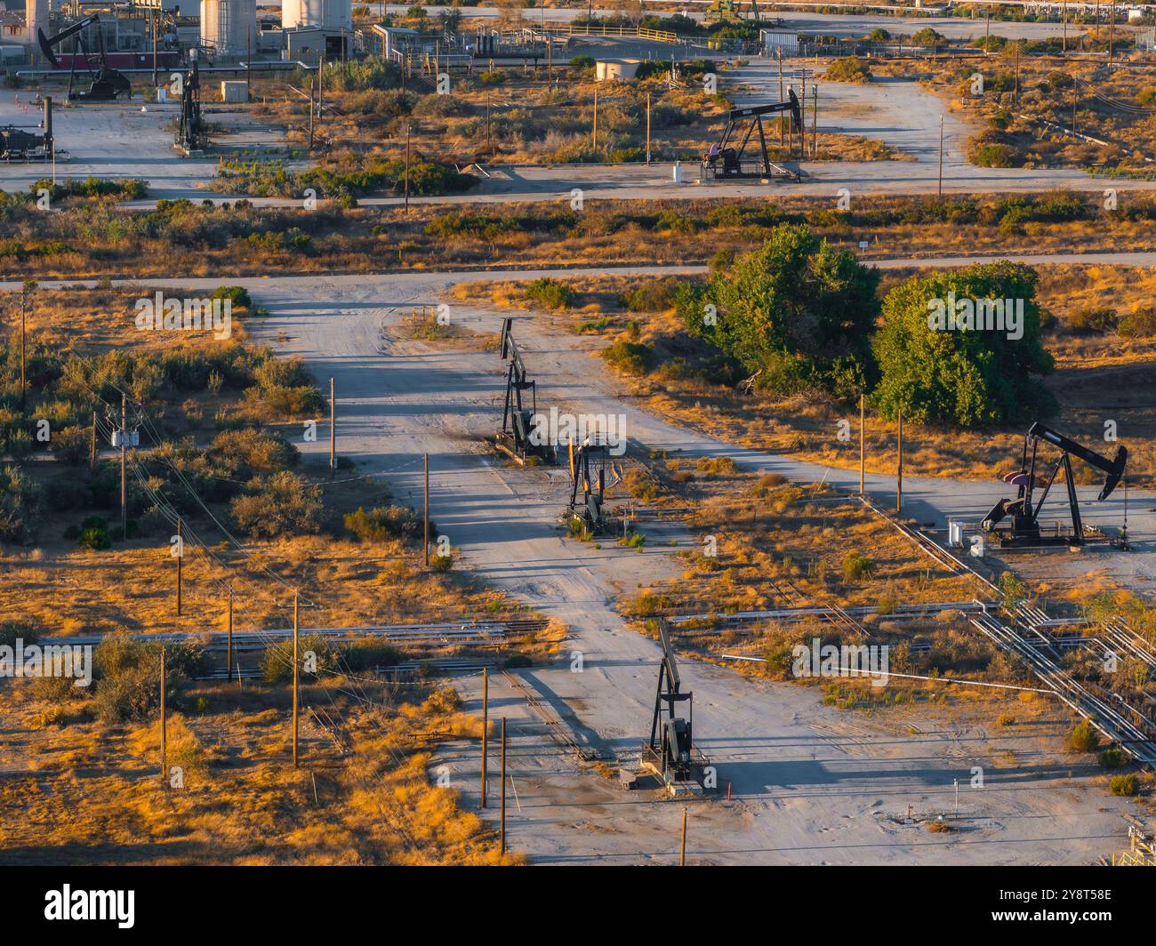Aerial View of Oil Rigs in California Desert Landscape Stock Photo - Alamy
