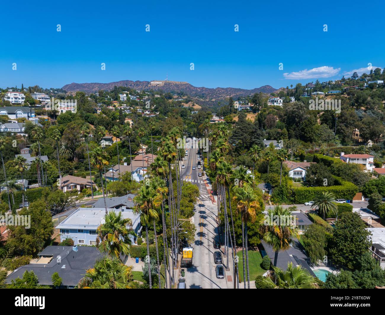 Aerial View of Hollywood District with Iconic Hollywood Sign Stock ...
