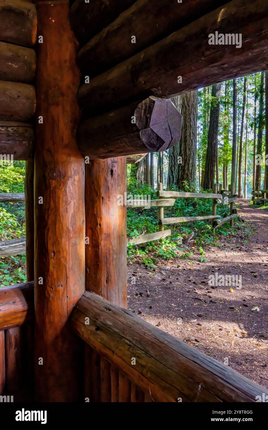 Rustic style log picnic pavilion built by the Civilian Conservation ...