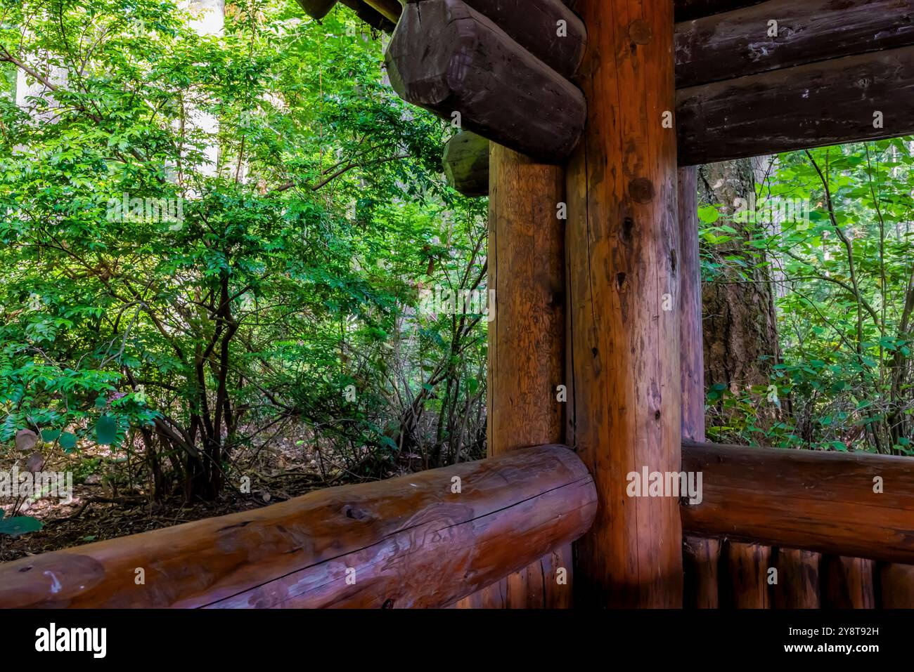 Rustic style log picnic pavilion built by the Civilian Conservation ...