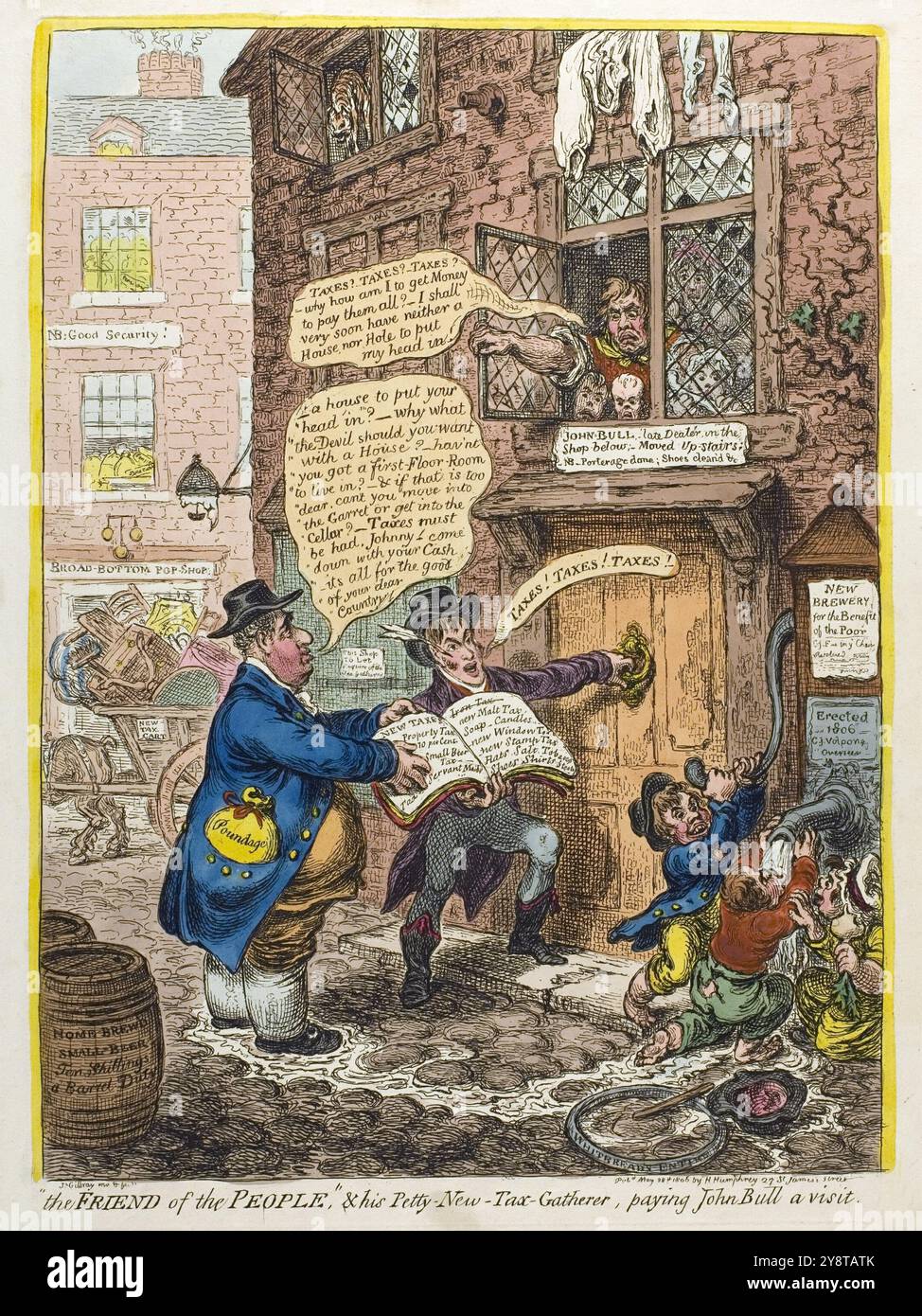 A funny satirical cartoon print coloured engraving of Friends of the ...